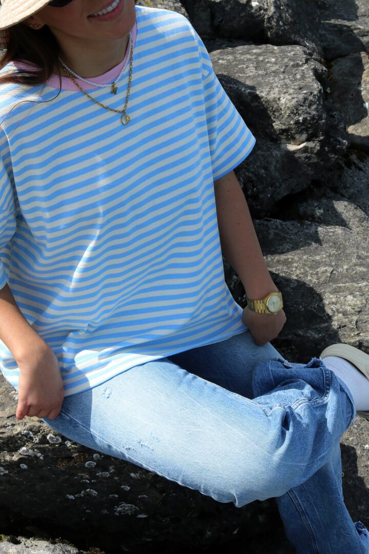 T-shirt à rayures bleu et blanc - Noa - Heravana